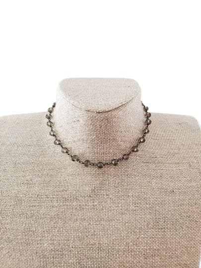 Amazon.com: Crystal Beaded Chain Necklace Long Crystals Womens Diamond ...