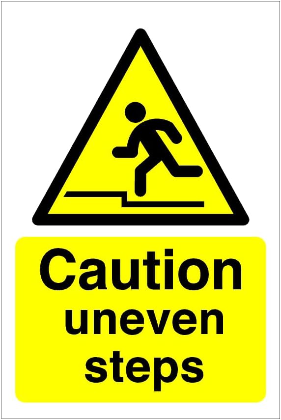 Caution uneven step Safety sign - High tack sticker 200mm x 150mm ...