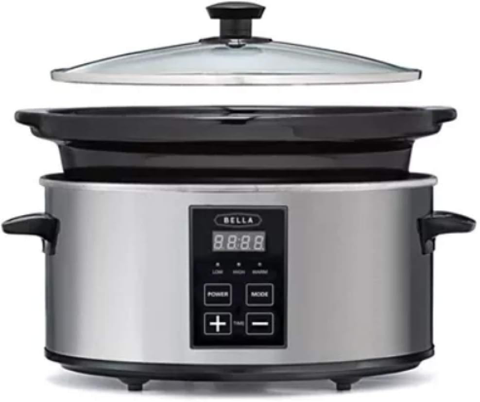 Amazon.com: Bella 5-Quart Programmable Slow Cooker, Stainless Steel and ...