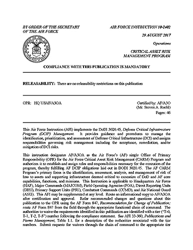 Amazon.com: AIR FORCE INSTRUCTION 10-2402 CRITICAL ASSET RISK ...