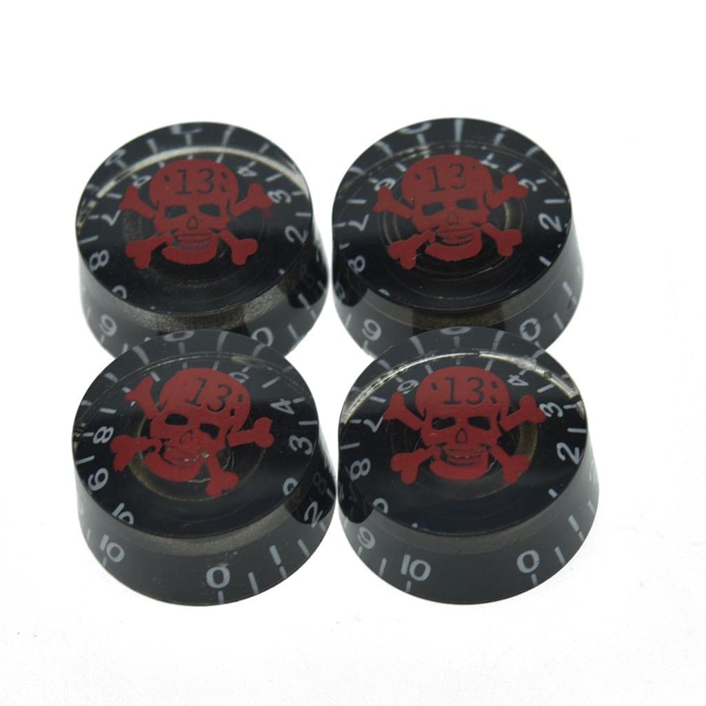 Amazon.com: KAISH 4pcs Black with Red Skull Guitar Speed Dial Knobs ...