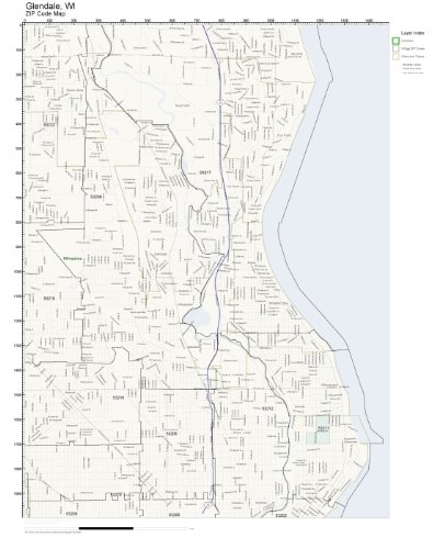 Amazon.com : ZIP Code Wall Map of Glendale, WI ZIP Code Map Not ...