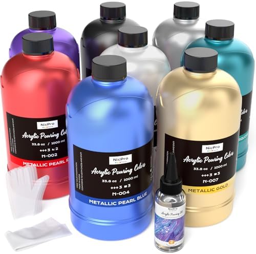 Amazon.com: Nicpro 8 Colors 33.8 oz Large Bulk Metallic Acrylic Pouring ...