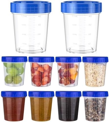 10 Pcs Small Food Containers with Lids, 120ml Liquid Measuring Cups ...