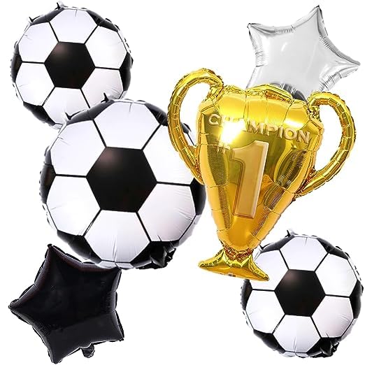 Party Port 6 Pcs Foot Ball Foil Balloons Soccer Theme Birthday ...
