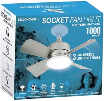 Amazon.com: Bell+Howell Socket Fan Cool Light Deluxe Silver – Ceiling ...