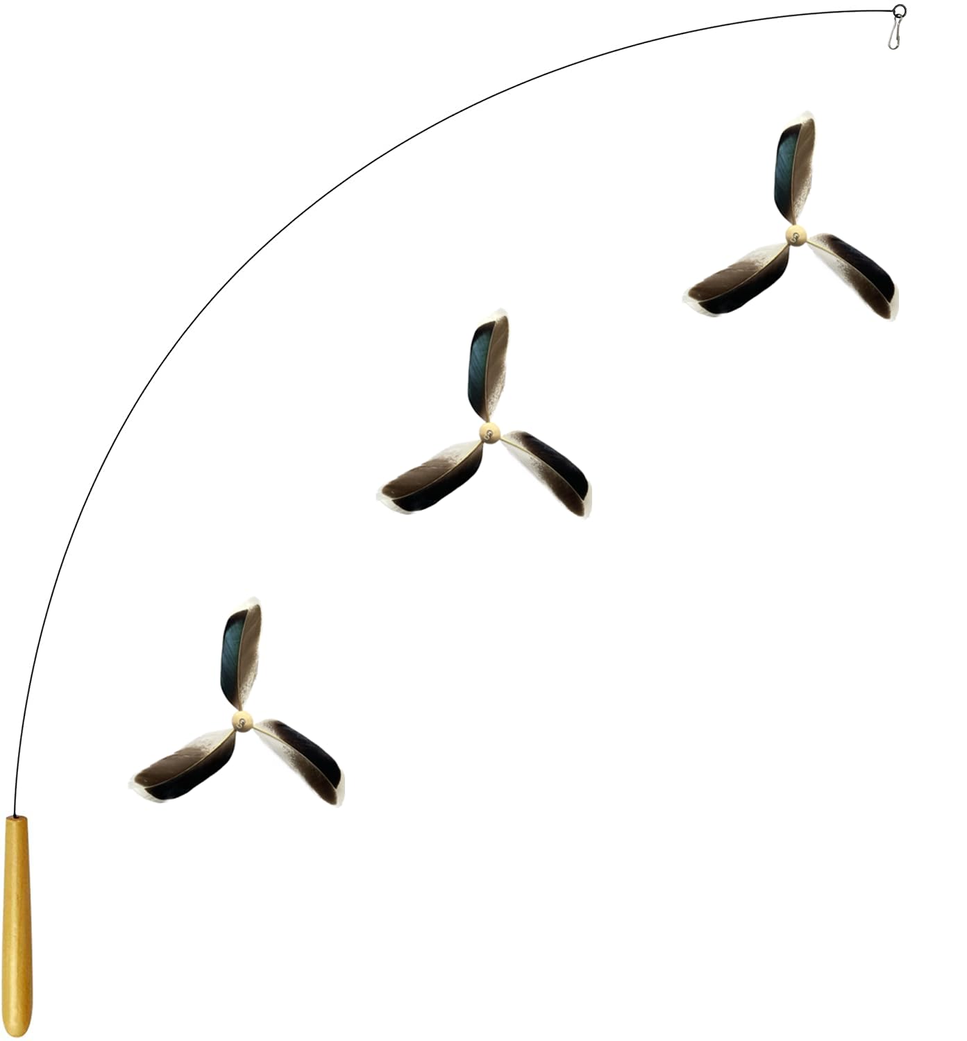 Auesorne Spining Cat Toys with Cat Wand and 3 Feather Propeller Refills ...