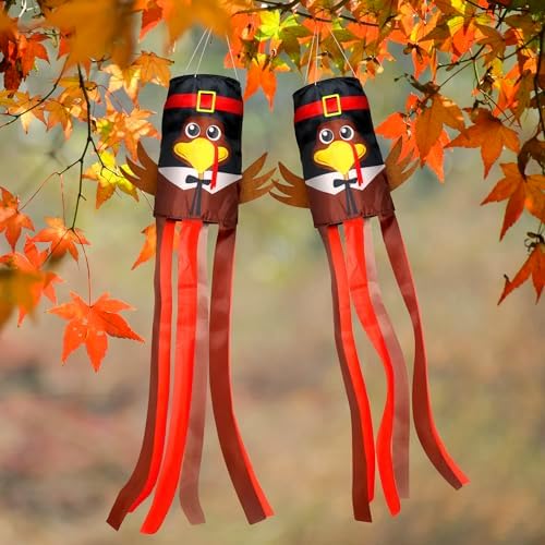 Amazon.com : 2PCS Thanksgiving Pilgrim Boy and Girl Windsocks ...