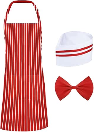 Amazon.com: UUYYEO 3 Pcs Adult Waiter Costume Kit Red White Striped ...