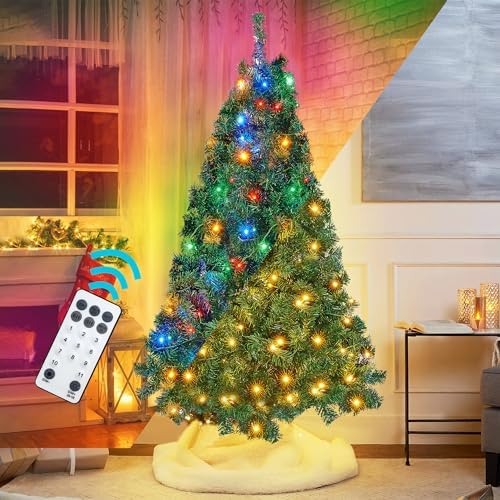 Amazon.com: Super RGB 6Ft Rotating Artificial Christmas Tree, 360 ...