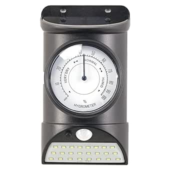 Amazon.com: Solar Lighted Hygrometer - Outdoor Humidity Gauge with ...