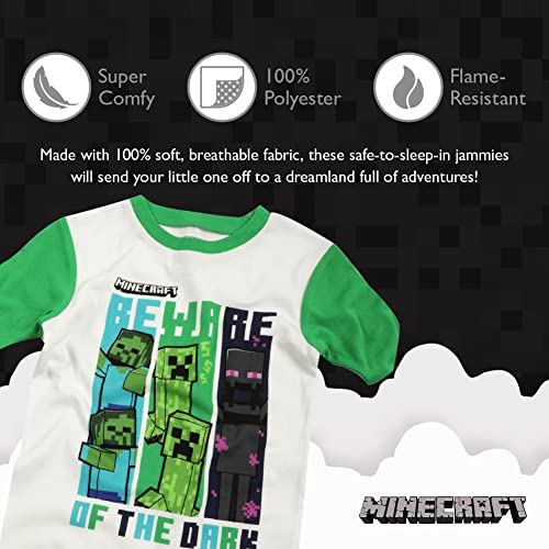 Minecraft Boys’ 4-Piece Snug-Fit Cotton Pajamas Set, Beware MOBS, 8 ...