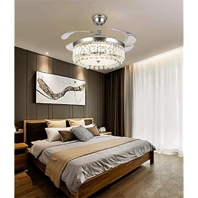 Buy CosCosX Crystal Ceiling Fans with Lights,42 Inch LED 3 Color Remote ...