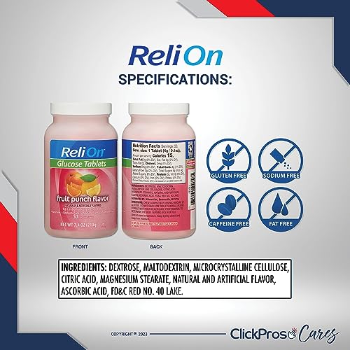Snapklik.com : ReliOn Reli On Glucose Tablets Fruit Punch 4 Pack Bundle ...