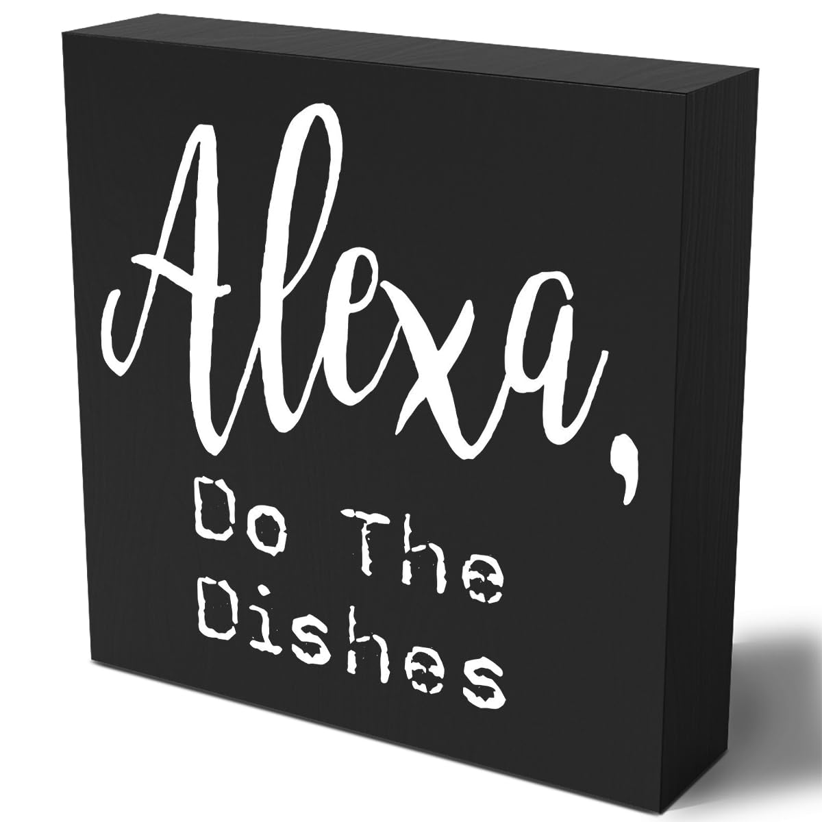 Amazon.com: Funny Kitchen Wooden Box Sign Plaque Alexa Do the Dishes ...