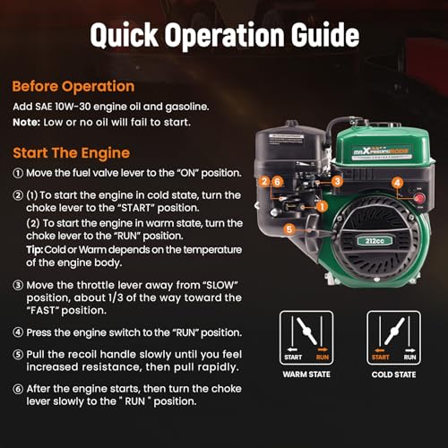 maXpeedingrods 7HP 212cc Gas Engine, 4 Stroke OHV Horizontal Shaft ...