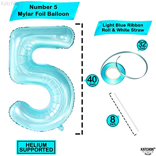 Snapklik.com : Light Blue 5 Balloon Number - Big, 40 Inch Light Blue ...