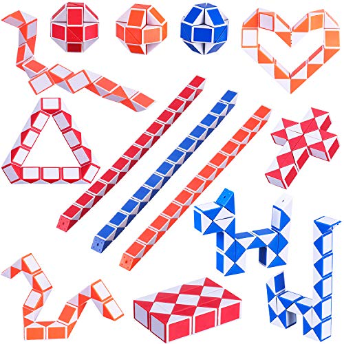 Boao 18 Pack 24 Blocks Magic Snake Cubes Twist Puzzle Toys Mini Snakes ...