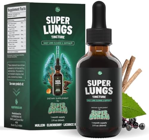 Amazon.com: SuperBonsai Super Lungs Mullein Drops – Herbal Lung Support Tincture with Mullein ...