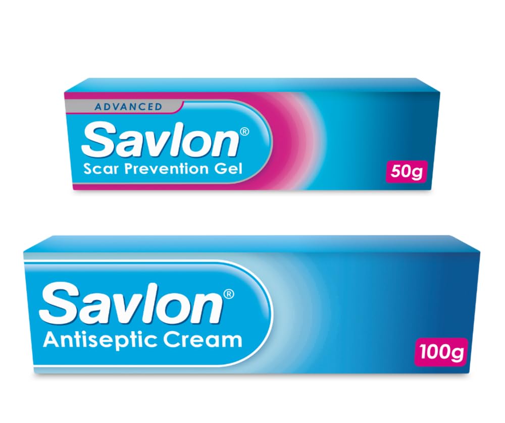 Savlon Antiseptic Cream (1 x 100g) and Scar Prevention Gel (1 x 50g ...