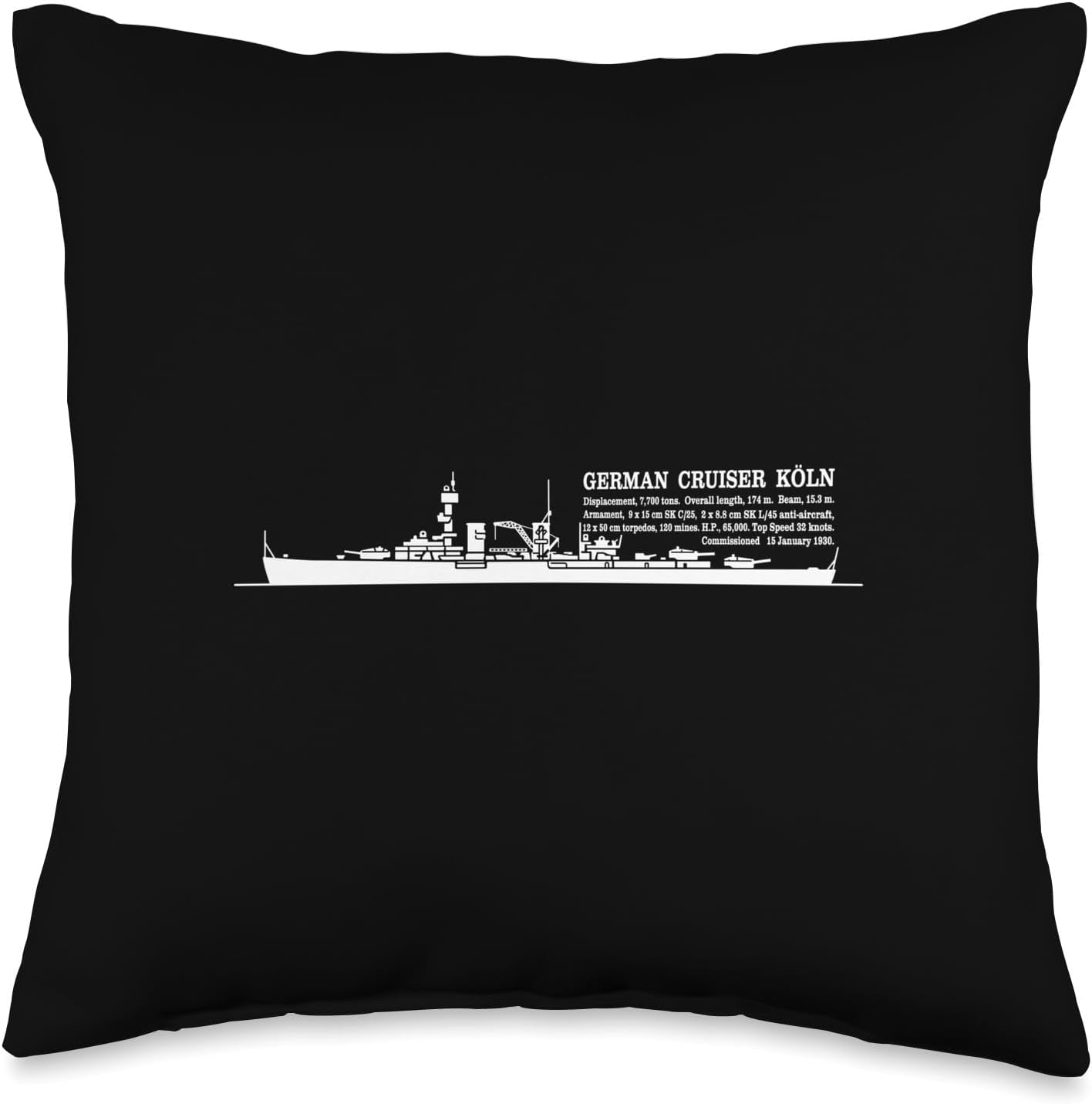 Amazon.com: German Cruiser Koln Silhouette Infographic Diagram Throw ...