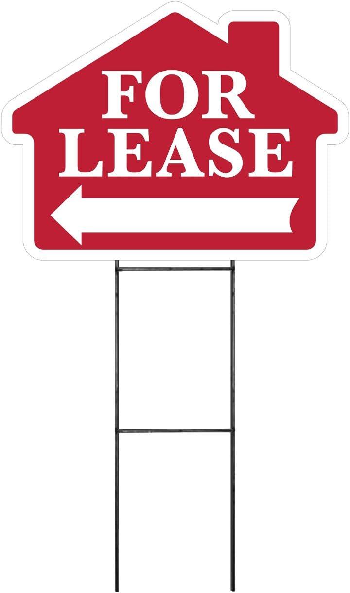 Amazon.com: 4LessCo 18x12 Inch for Lease Yard Sign with Stake rb1s, Red ...