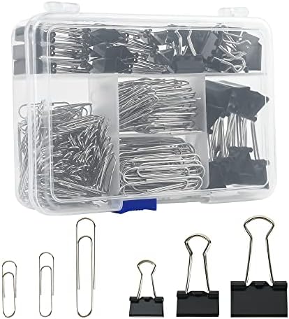 Binder Clips Paper Clips, 340pcs Black Binder Clips Sliver Paperclips ...