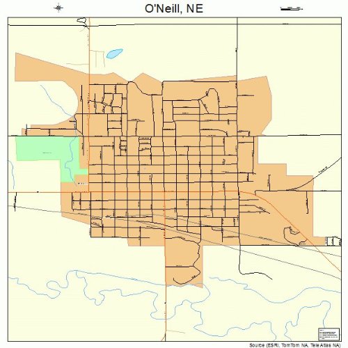 Large Street & Road Map of O'Neill, Nebraska NE - Printed poster size ...