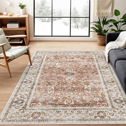 3x5 Area Rug for Living Room Rugs-Deerly Distressed Floral Boho ...