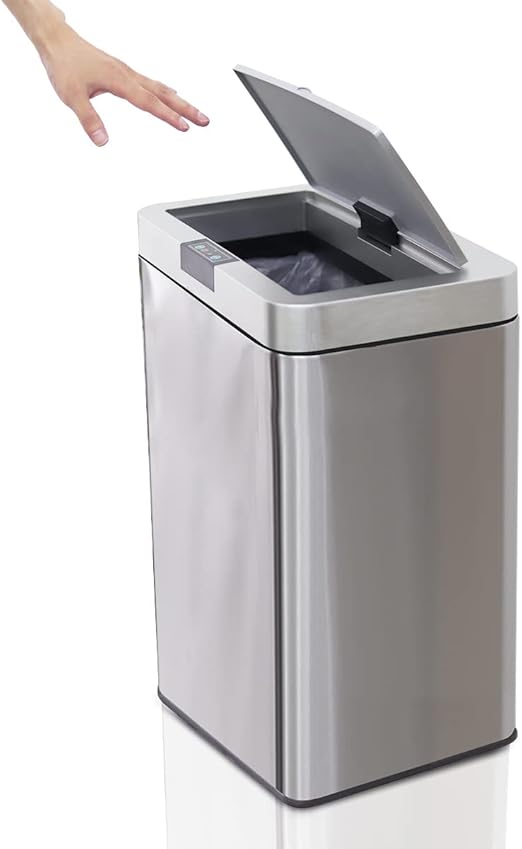 Amazon｜WEIMALL ゴミ箱 45L 48L 自動開閉 ステンレス センサー 自動ゴミ箱 大容量 スリム おしゃれ 電池式 ステンレス キッチン 生ゴミ （スクエア,シルバー）｜フタ ...