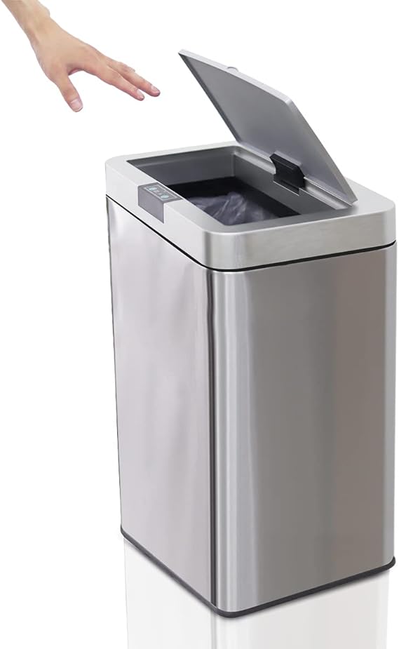 Amazon｜WEIMALL ゴミ箱 45L 48L 自動開閉 ステンレス センサー 自動ゴミ箱 大容量 スリム おしゃれ 電池式 ステンレス キッチン 生ゴミ （スクエア,シルバー）｜フタ ...