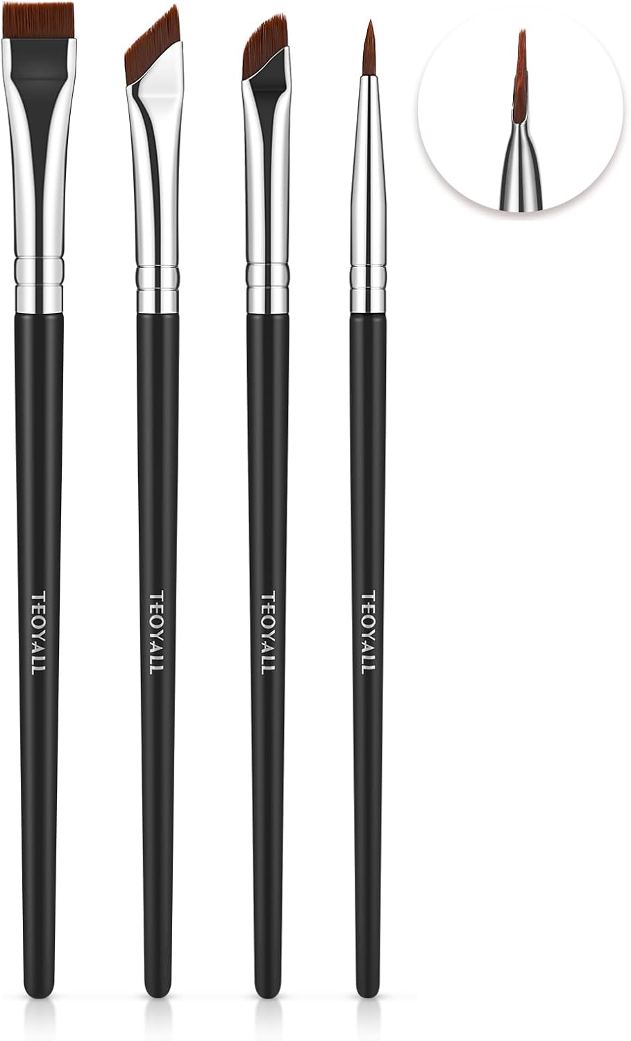 TEOYALL Eyeliner Brushes Set, 4 PCS Ultra Thin Slanted Angled Brush ...