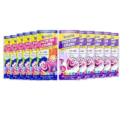 Mr. Bubble Fizzy Tub Colors Bath Water Coloring Tabelets, 6 Bright ...