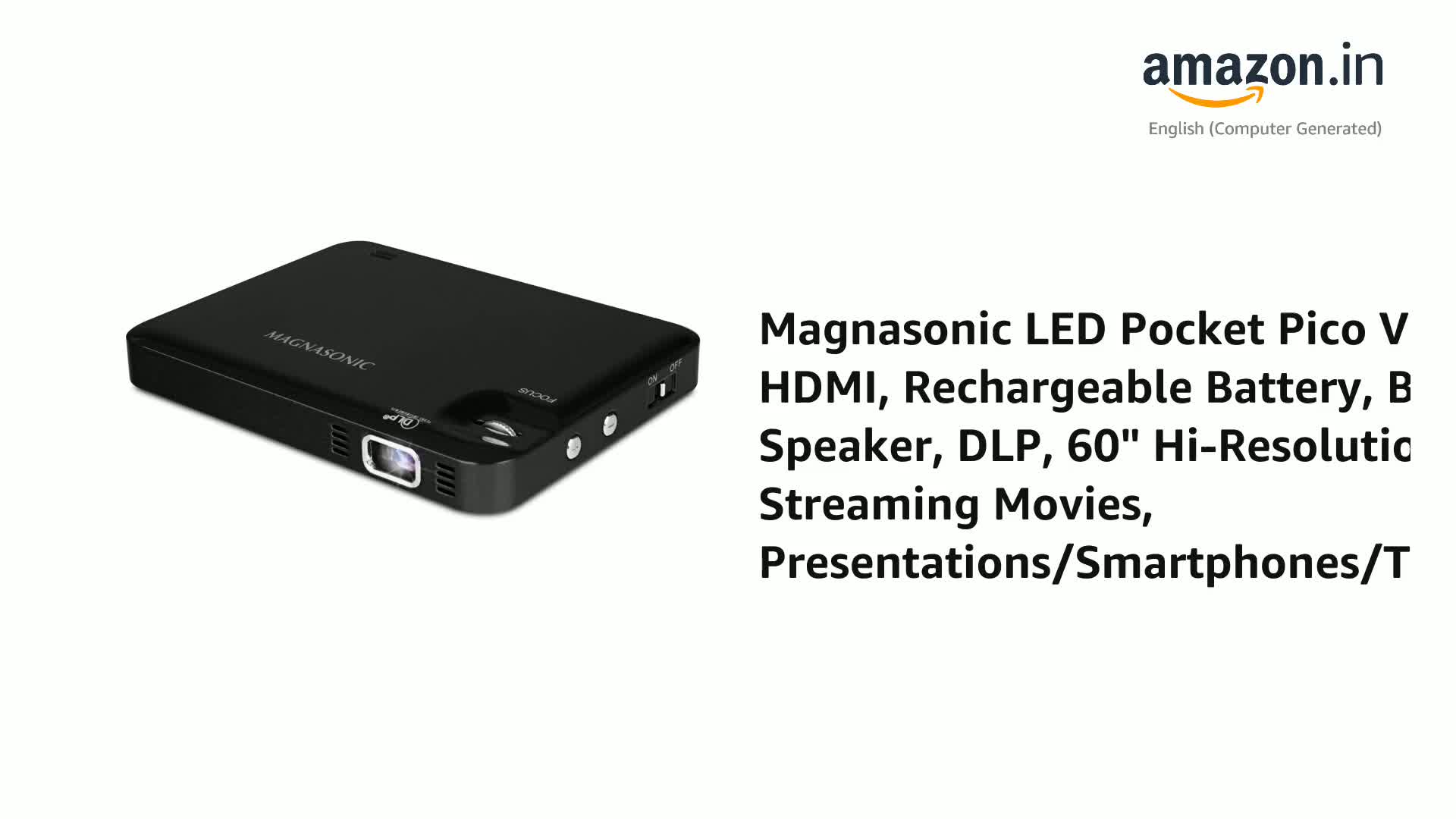 Watch Magnasonic LED Pocket Pico Video Projector, HDMI, Rechargeable ...