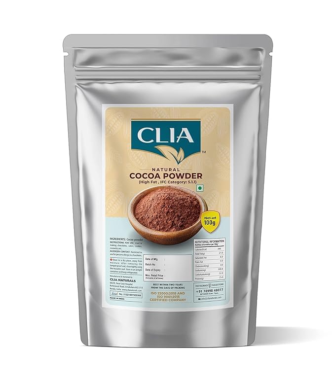 Clia Natural Cocoa Powder 100 gm((High Fat powder) : Amazon.in: Grocery ...