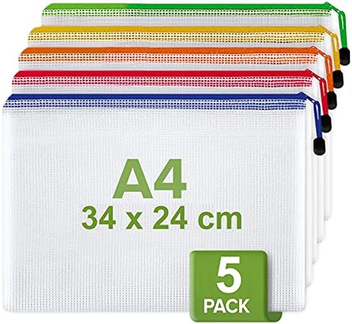 TSHAOUN 6 Pcs A4 Zipper Wallets Mesh Pouch popper wallet Folders ...