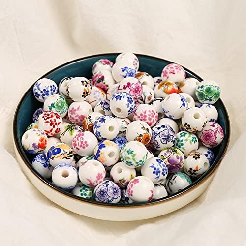 Amazon.com: HERZWILD 100pcs Flower Ceramic Beads Craft Beads Threading ...
