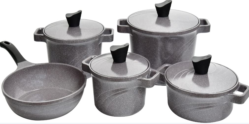 Buy Tornado 9S Korean Cory Granite Cookware, Grey, 9 Piece Set, TOD ...