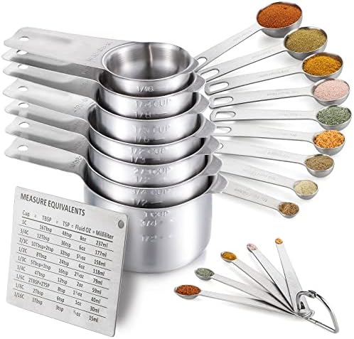 Amazon.com: Stainless Steel Measuring Cups Spoons Set Includes 7 ...