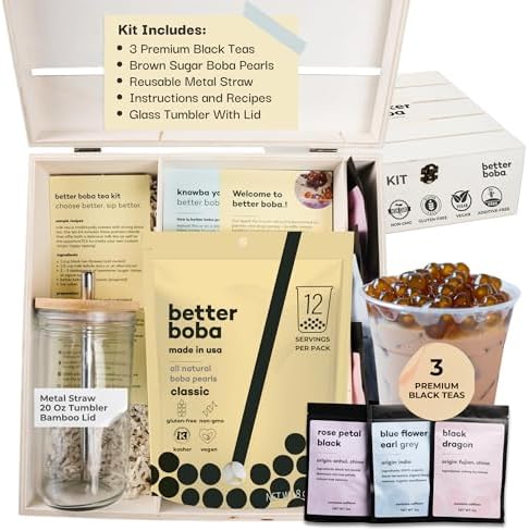 Amazon.com: Bubble Tea Kit, Easy DIY Boba Tea Kit, Includes Tapioca Boba Pearls, Royal Milk ...