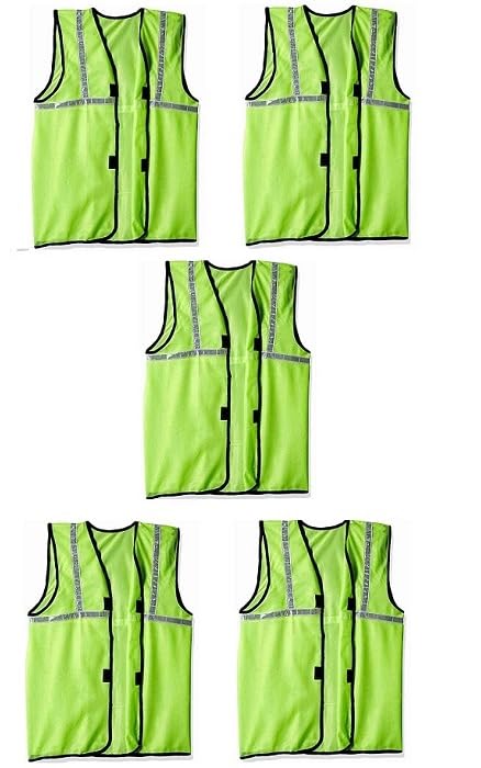 Green Work Wear Reflective Front & Back Reflector Strips Safety Jacket ...