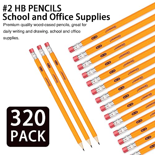 Snapklik.com : 320 Pack #2 Pencils Bulk, Pre-sharpened Wood-Cased 2 HB ...