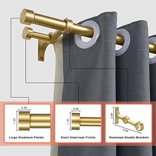 KAMANINA 1 Inch Double Long Curtain Rods