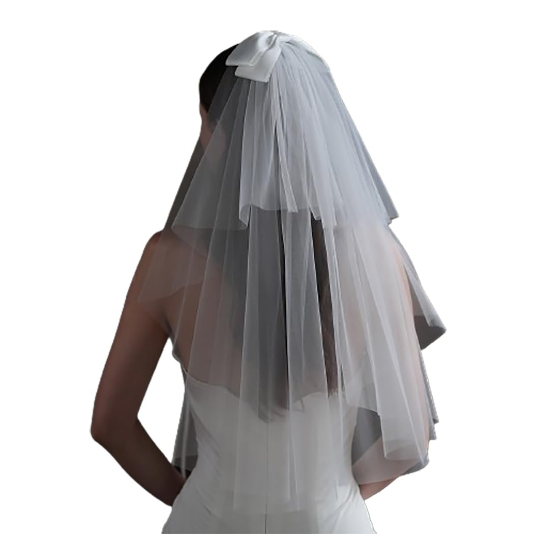 Woeoe Bridal Shower Veil Short Wedding Veil Women's Simple Tulle ...