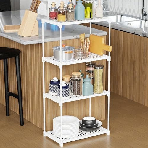 Lukzer 4 Layer Multipurpose Rack Industrial Metal Frame with Engineered ...