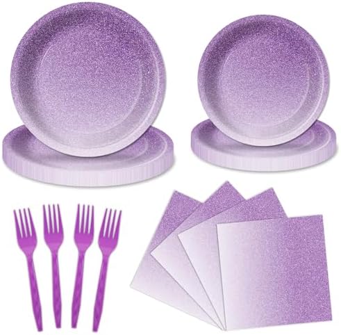 Amazon.com: 96Pcs Ombre Purple Party Decorations Supplies for Birthday ...