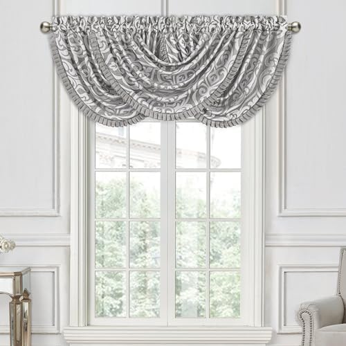 Amazon.com: Loom and Mill Elegant Design Jacquard Waterfall Swag ...