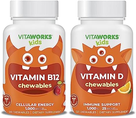 Amazon.com: VitaWorks Kids Vitamin B12 Chewables + Vitamin D3 1000 IU ...