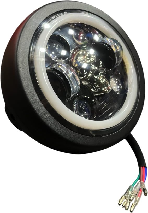 Acube Mart Skull design Round Motorcycle cafe racer headlight Round ...