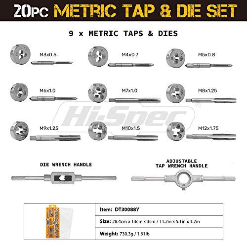 Snapklik.com : Hi-Spec 20 Piece Metric Tap & Die Set - Complete M3 To ...